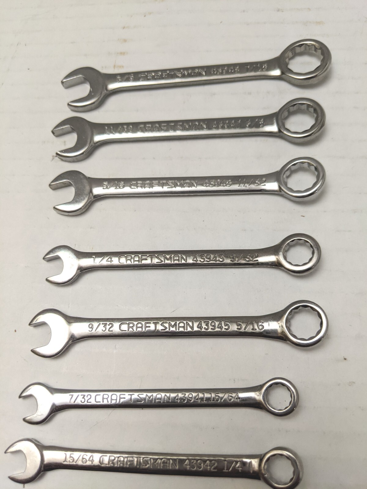 Craftsman 43441 10pc SAE Combination Ignition Wrench Set in Pouch USA ...