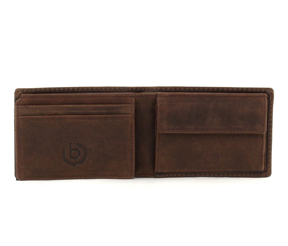 bugatti City Line Coin Wallet with Flap 4 CC Metal Logo Geldbörse Brown ...