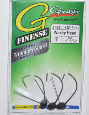 gamakatsu g-finesse wacky head weedless Shinichi Fukae size 1/0 3/32oz ...