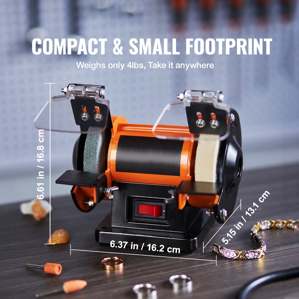 3" BenchTop Jewelry Polisher Buffer Double-head Bench Grinder Speed ...