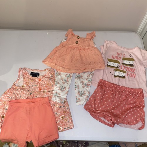 Three Infant Girls 12 Months Summer Complete Outfits in oranges and ...
