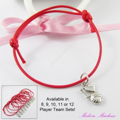 RED Adjustable I Love Netball Charm Sport Bracelet Team End Season ...