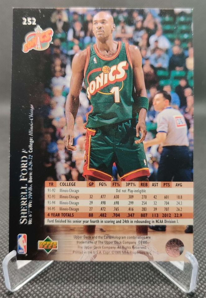 1995 Upper Deck #252 Sherrell Ford Seattle SuperSonics basketball card ...