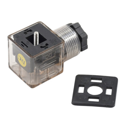 DIN 43650 AC Type-A 3 Prong Solenoid Connector Plug LED Indicator 110 V ...