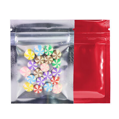 100x Small Clear & Red Mylar Zip Lock Bags 2.5x3.5in (Free 2-Day ...