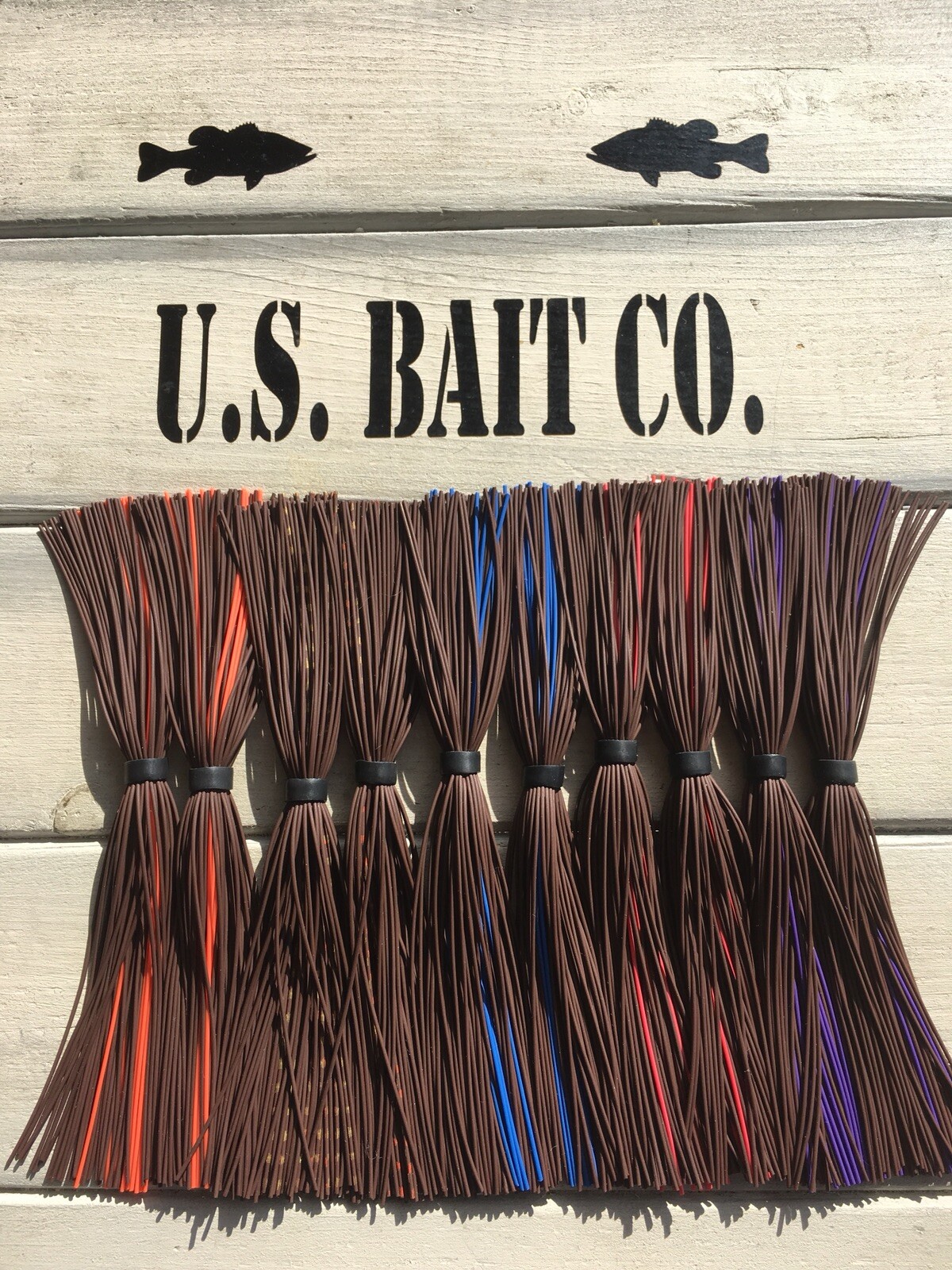 Bass Jig Skirts Living Rubber Lot Of 10 includes 5 colors 2 of ea ...