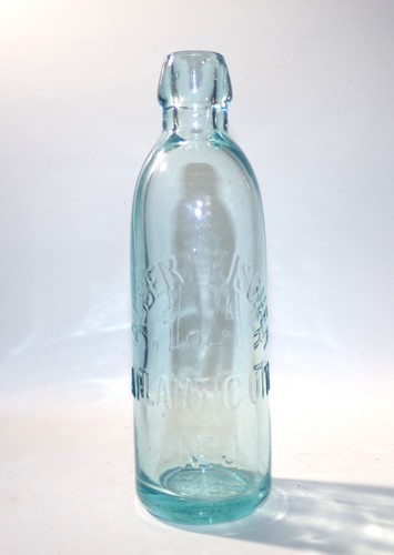 Clean ALBERT FISCHER ATLANTIC CITY N.J. Aqua Hutchinson Soda or Beer Bottle | eBay