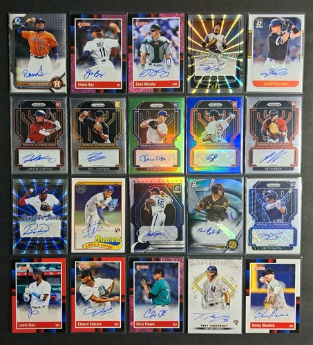 Baseball Auto Card Lot. (20) ,Most are SP, SSP, Variety of Parallels ...
