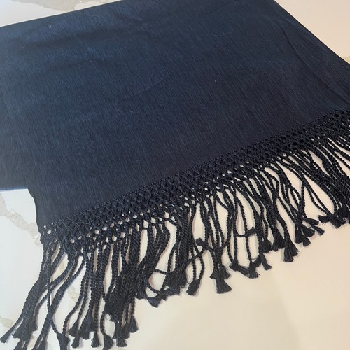 Peruvian Connection Shawl Navy Fringe 27” x 84”100% Pima cotton boho | eBay