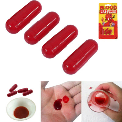 Blood Capsules Fake Blood Trick Joke Horror Vampire Zombie Party ...