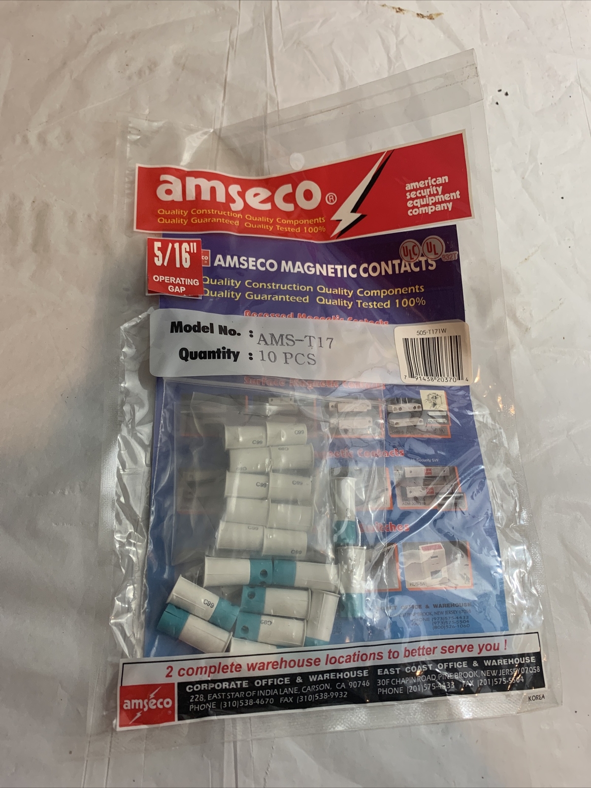 Q• Amseco Surface Magnetic Contacts - AMS-T17 (10 PCS) New In Package ...