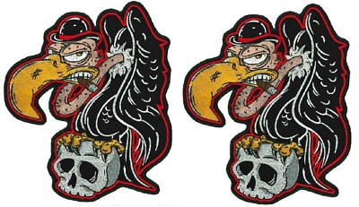 BUZZARD BIRD SKULL EMBROIDERED PATCH ||2PC IRON ON OR SEW ON 4"x3" | eBay