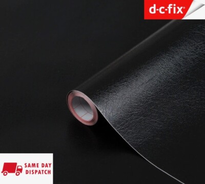 D C FIX BLACK LEATHER SELF ADHESIVE VINYL WRAP FILM 45CM WIDE 200-1923 ...