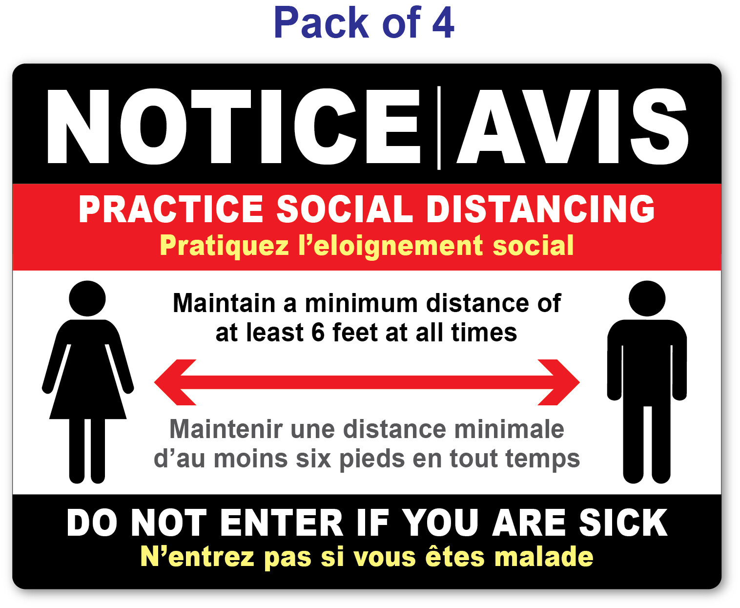 4 - SOCIAL DISTANCING STICKER English / French Canadian - Sign 19 COVID ...