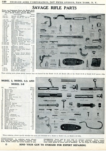 1939 Print Ad of Savage Model 23D 23B 23C Sporter & 3 3A 3B Rifle Parts ...