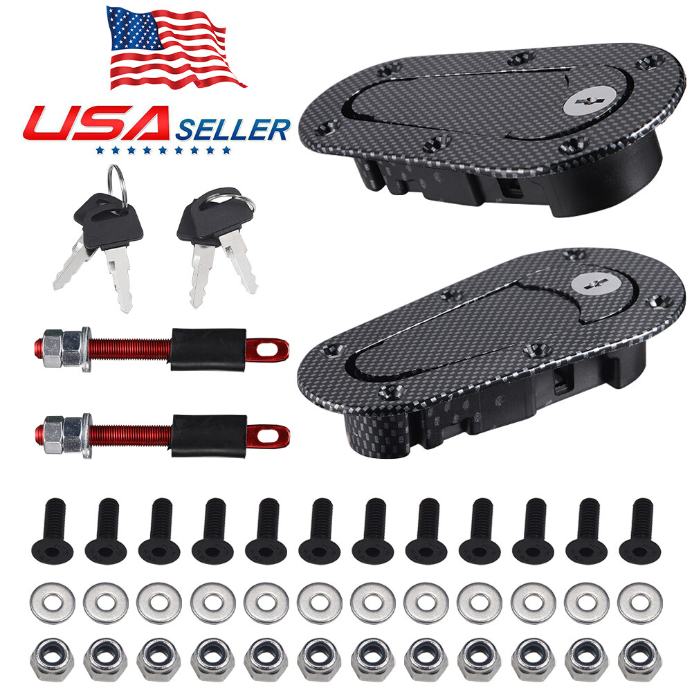 Universal Car Bonnet Plus Flush Mount Hood Latch Pin Key Locking Carbon ...