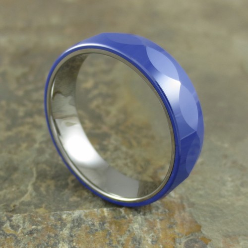 6 MM Men's Tungsten Carbide Ring with Blue Ceramic Overlay #40 | eBay