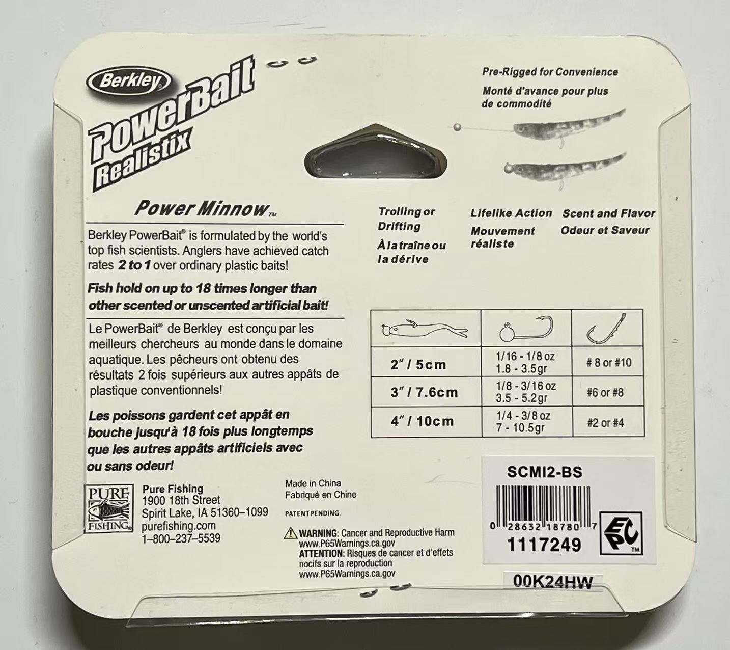 Berkley Powerbait Power Minnow Bait w / Sharp Hook 2" Black Shad (10 ...