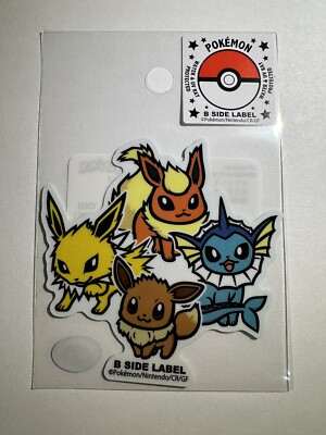 Pokemon Sticker B - SIDE LABEL Eevee & Vaporeon & Jolteon & Flareon ...