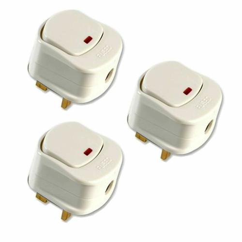 Ex-Pro UK SWITCHED Plug Top 13 Amp Fused Wireable Mains White Household ...