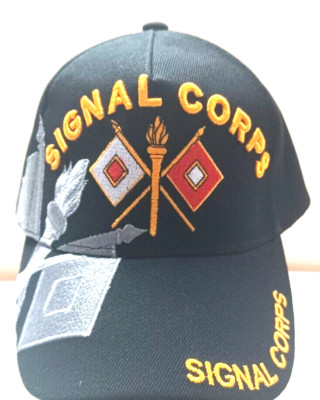 SIGNAL CORPS MILITARY CAP HAT BLACK WITH INSIGNIA AND SHADOW | eBay