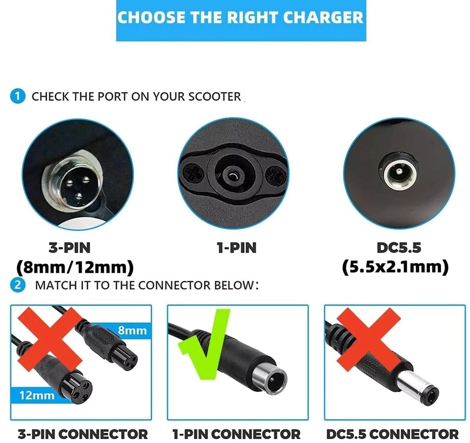 42V Adapter Power For Phantom gogo A8 A9 Smart Electric Scooter Battery ...