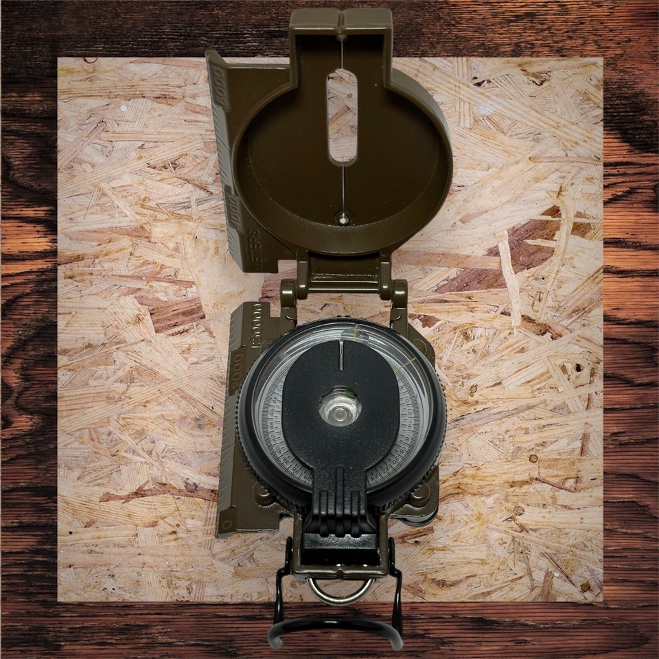 Pocket Army Style Compass Military Camping Hiking Survival Brown Metal ...