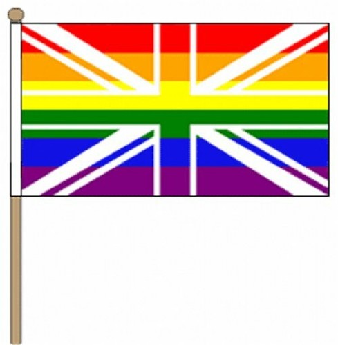 Rainbow Union Jack (LGBT) (9" x 6") Hand Waving Flag | eBay