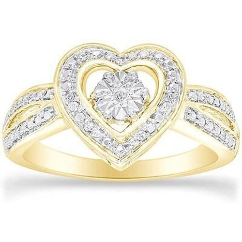 1/20Ct Natural Diamond Accent Heart Frame Ring 14K Gold Plated Silver S-11 | eBay
