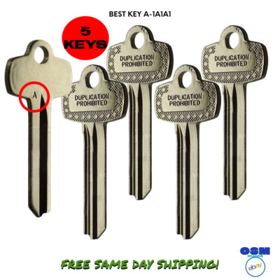 LOT OF FIVE ILCO FITS BEST KEY BLANKS FOR "A" KEYWAY 1A1A1 | eBay