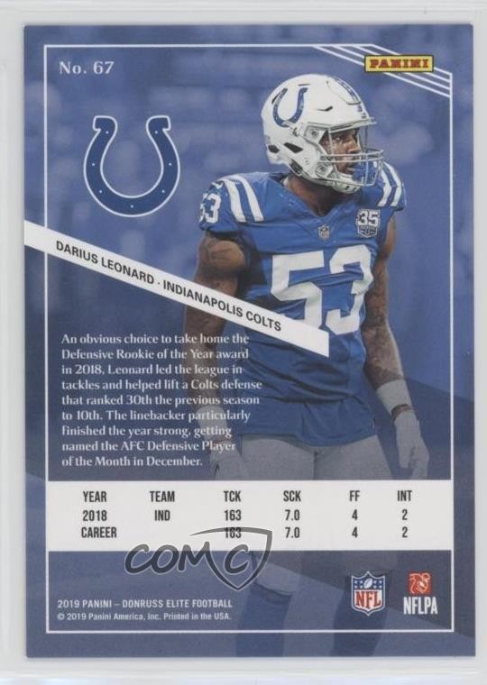 2019 Panini Donruss Elite Orange /49 Shaquille Leonard Darius Leonard ...