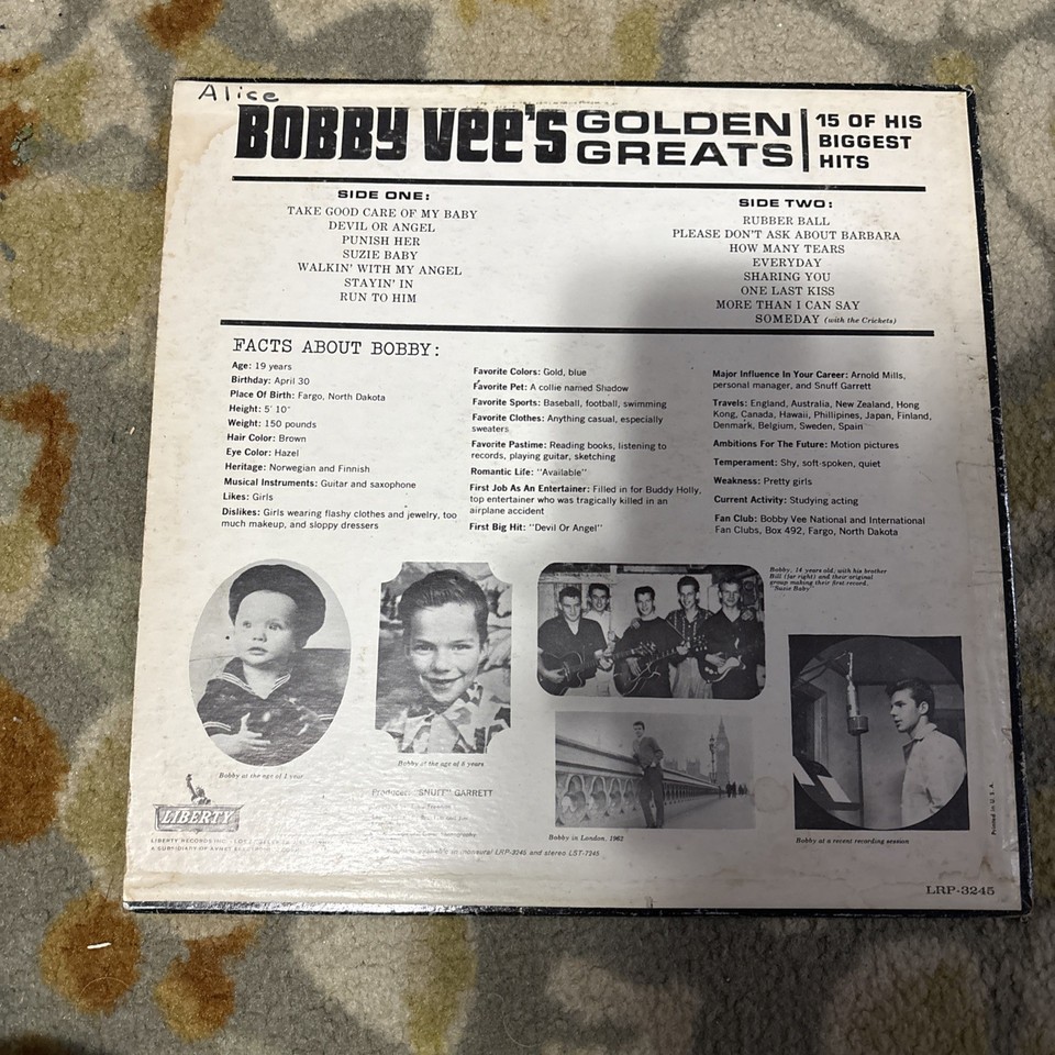 Bobby Vee's Golden Greats LP Vinyl Record Album LRP-3245 VG+ | eBay