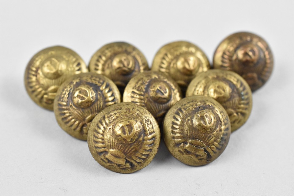 Lot Of 9 Soviet M69 Brass Uniform Buttons 15mm Hammer & Sickle Shank | eBay