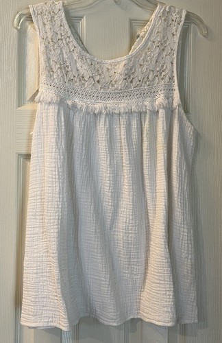 Max Studio White Cotton Embroidered Top Size X Large | eBay
