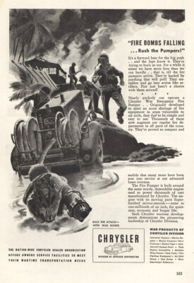 1943 Chrysler: Fire Bombs Falling Vintage Print Ad | eBay