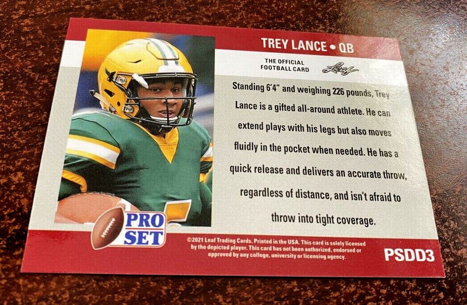 2021 Leaf Pro Set TREY LANCE Draft Day Rookie Card RC #PSDD3 SAN ...