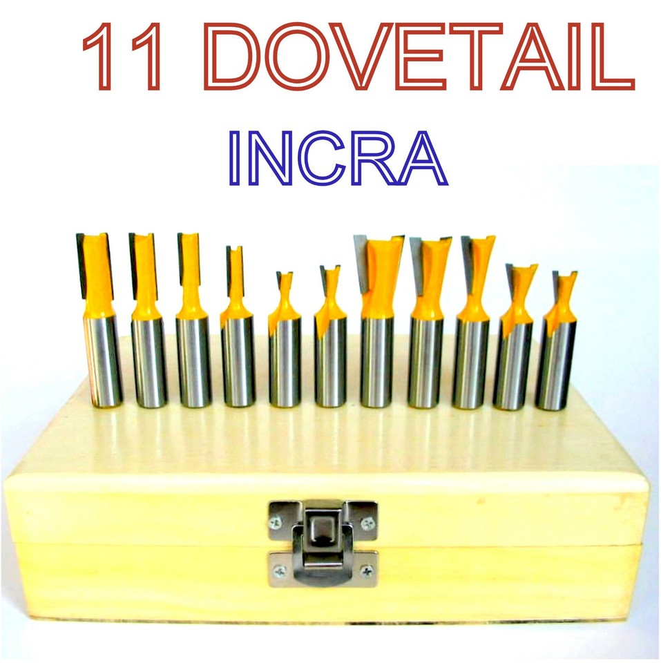 11 pc 1/2" Shank Dovetail and Straight Router Bit Set For INCRA ...