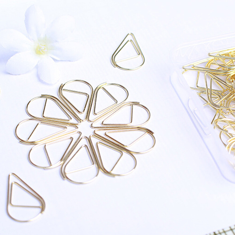 160pcs School Office Notes Bookmark Clamp Droplet Paper Clip Waterdrop ...