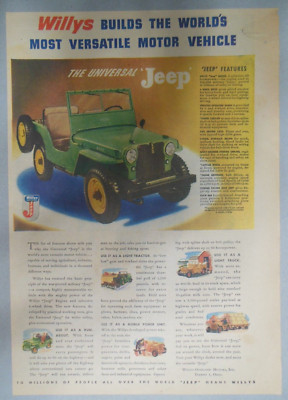 Willys Car Ad: War Time World's Most Versatile Vehicle 1945 Size: 11 x ...
