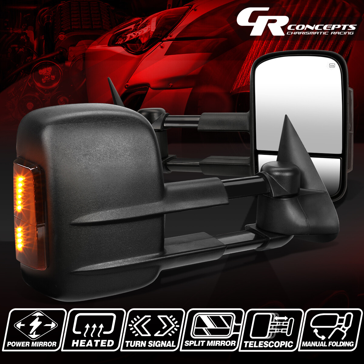 POWERED+HEAT+SMOKED LED SIGNAL TOWING SIDE MIRROR FOR 1999-2002 ...