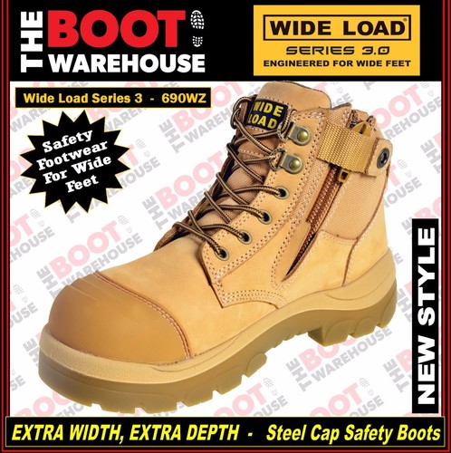 Wide Load 690SZ Stone 6E+ Extra Wide Fit Safety Work Boots, Steel Cap, Side Zip | eBay