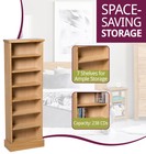 CD Storage Rack, Wooden Shelving Tower Unit, Oak Display Cabinet ...