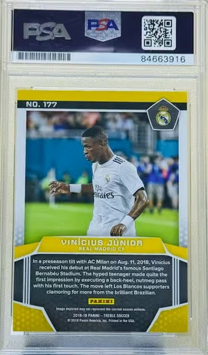 Vinicius Jr Signed 2018 Panini Treble Rookie Soccer Card #177 – PSA 10 ...