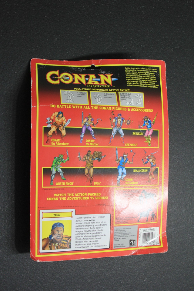1992 HASBRO CONAN THE ADVENTURER ZULA DART FIRING FIGURE MINT ON CARD ...