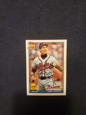 1991 Topps Dave Justice Braves RC Rookie Card Gold Cup # 329 | eBay