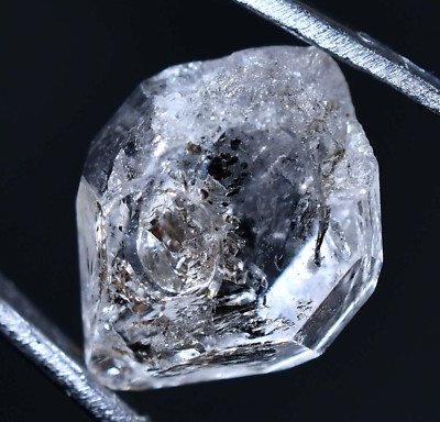 8.50 Ct Rare Herkimer Diamond Water Clear Quartz Crystal Anthraxolite ...