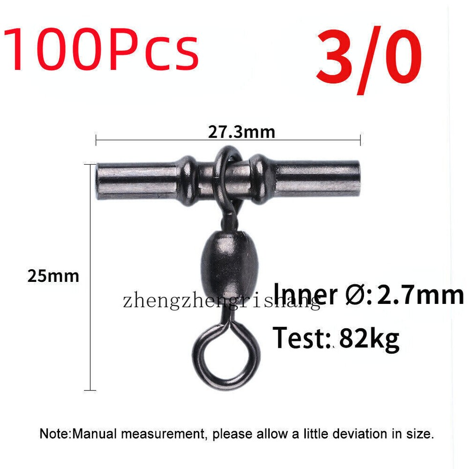 100pcs 1# -5/0 Cross-line Fishing Sleeve 3 Way Crane Swivel Crimp ...