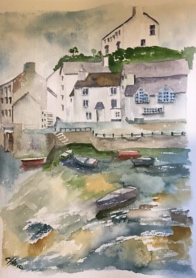 watercolour painting Of Polperro By Craig Hand. | eBay UK