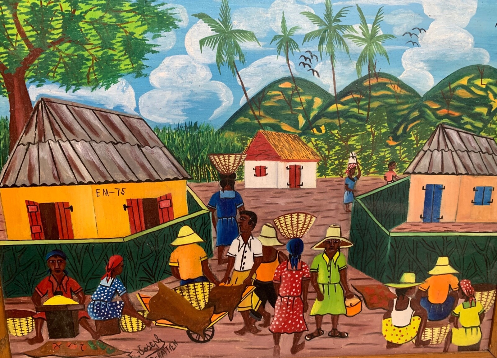 E. Joseph Haitian Oil Painting on Wood-Haiti Folk Art | eBay