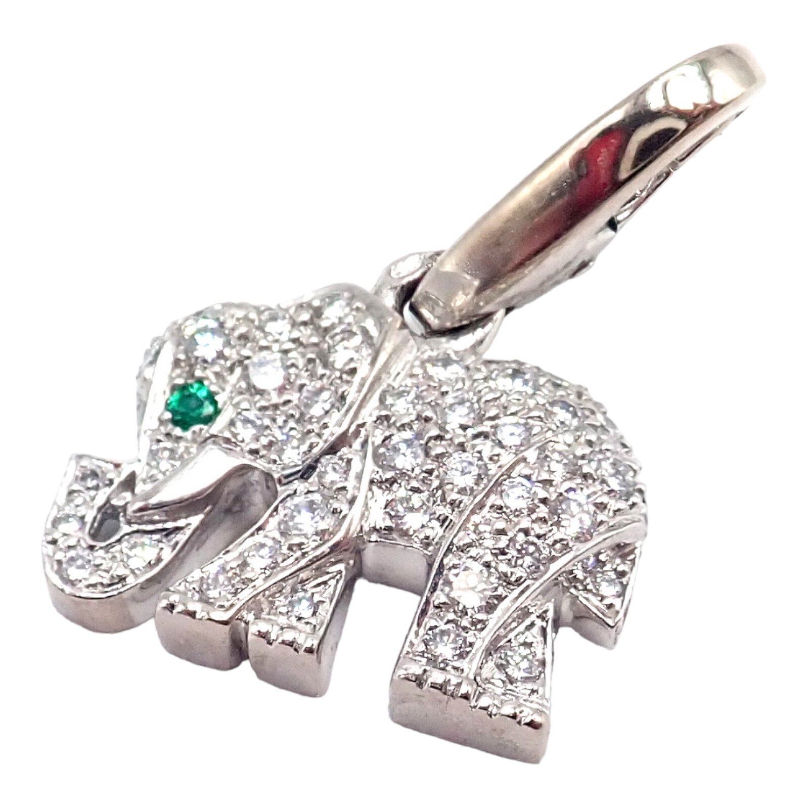 Authentic Cartier Elephant 18k White Gold Diamond Eme… - Gem